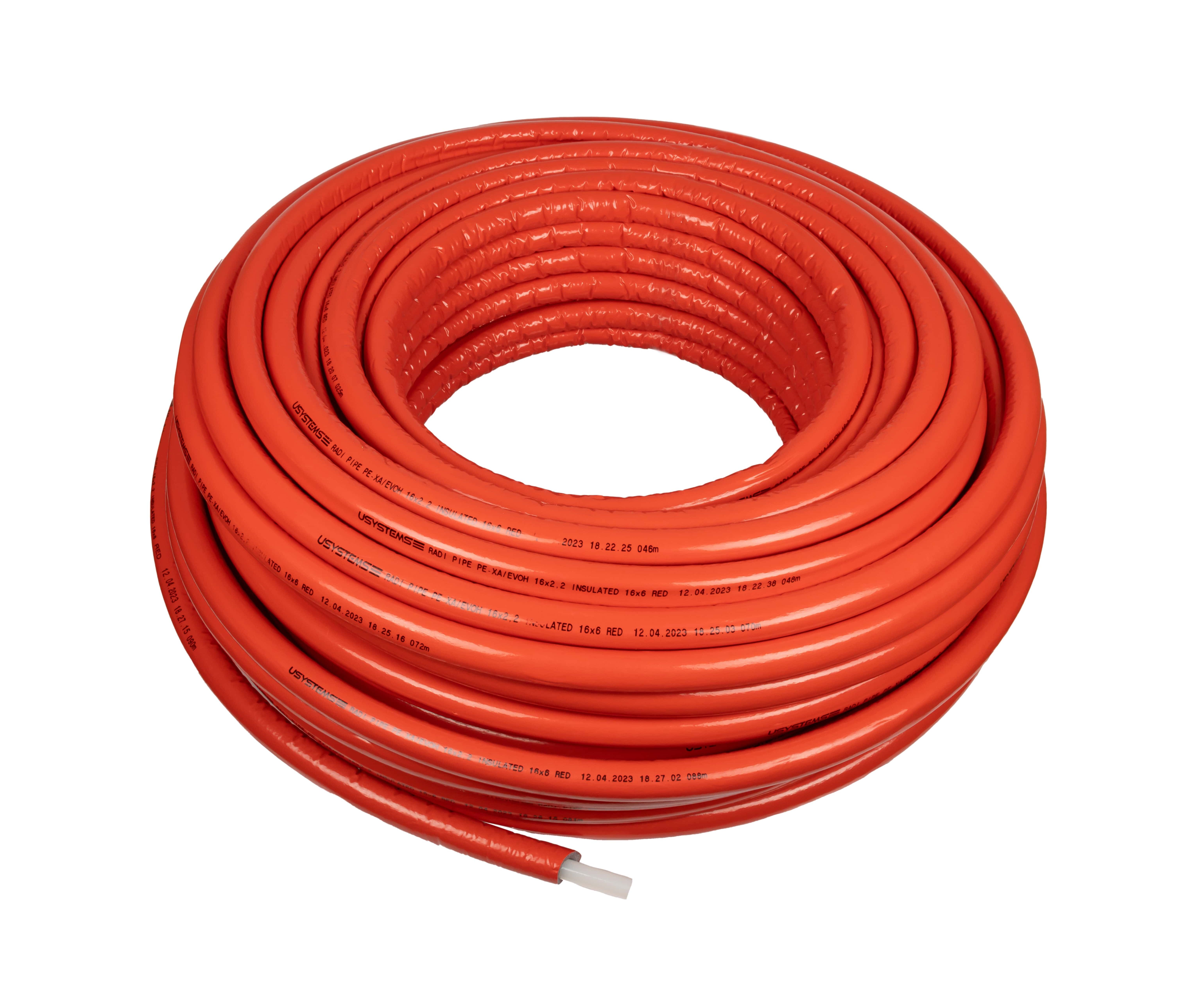 USYSTEMS труба Radi Pipe PN10 20x2,8 в теплоизоляции 6 мм красной бухта ...